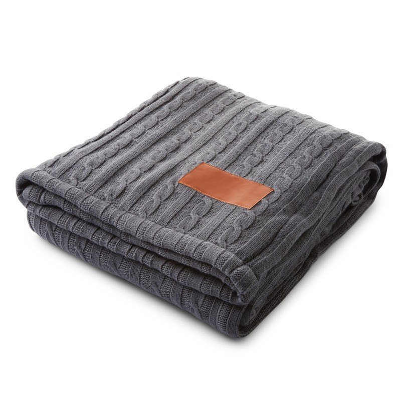Plush Cable Knit Reversible Sherpa Throw Blanket | e-CorporateGifts.com