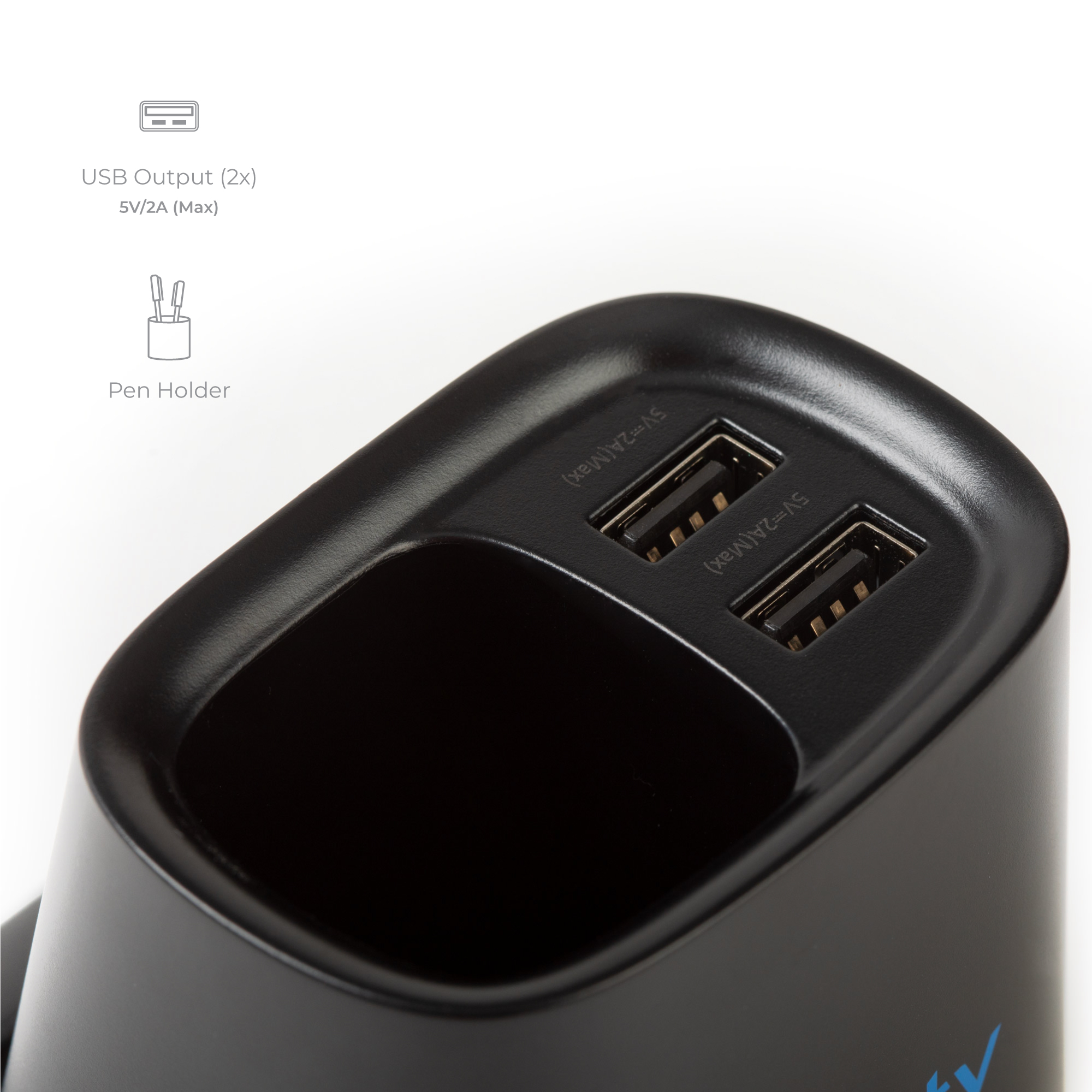 Wireless Charger Pen Holder with Dual USB Ports | e-CorporateGifts.com
