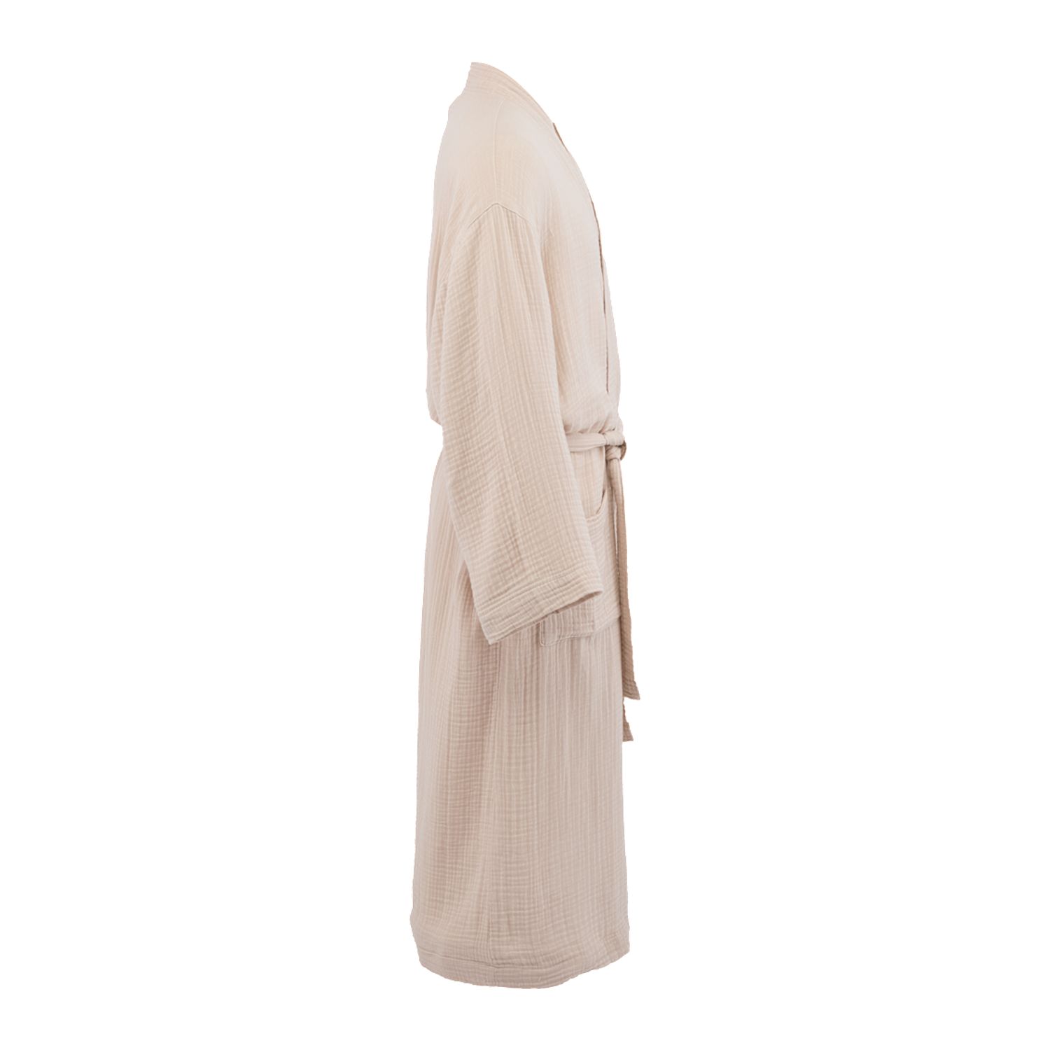 Cotton Muslin Spa Robe (Beige) – Left-Chest Embroidery Included