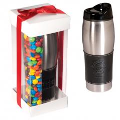 M&Ms Candies Gift Set With Leather-Wrapped Tumbler